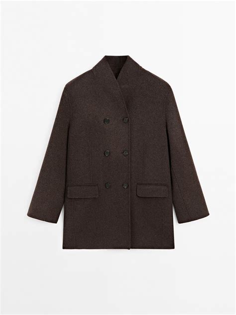 Wool Blend Coat With Tuxedo Collar · Chocolate · Coats Massimo Dutti