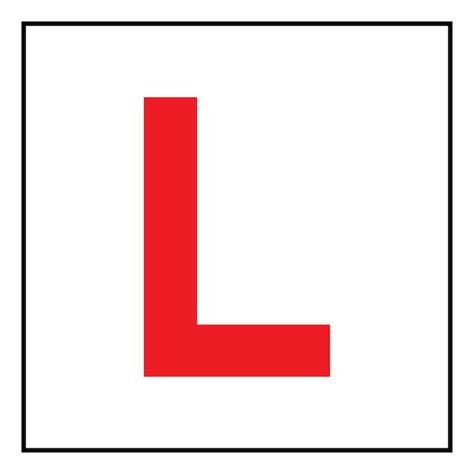 L Board Symbol Learner Driver Plate Sign