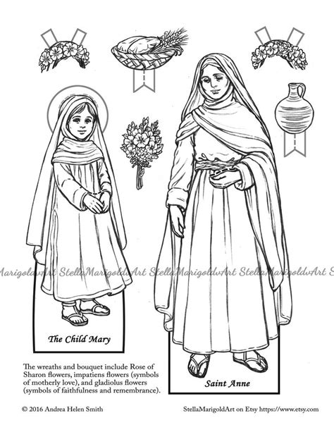 Digital Download Saint Anne Paper Doll Color And Bnw Etsy Paper
