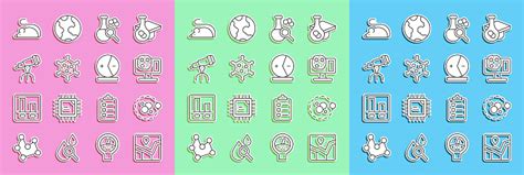 세트 라인 그래프 차트 인포그래픽 원자 유전 공학 테스트 튜브 바이러스 망원경 실험 마우스 및 아이콘 벡터 0명에 대한 스톡 벡터 아트 및 기타 이미지 Istock