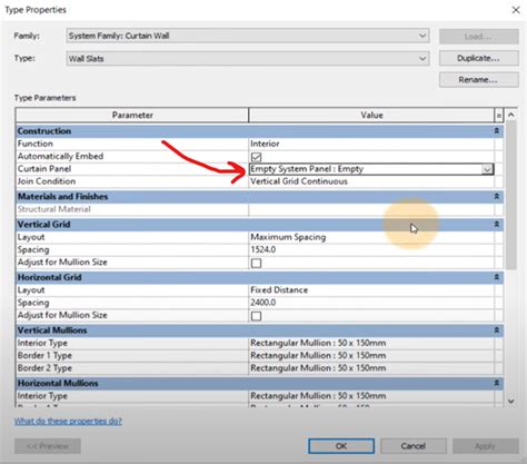 solved missing a curtain panel type in the type properties autodesk