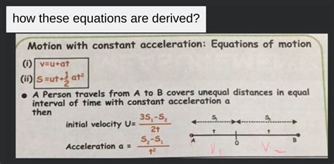 Motion With Constant Acceleration Equations Of Motioni Vua†ii S