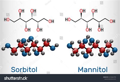 Sorbitol Mannitol Molecule Isomers Two Types Stock Vector Royalty Free