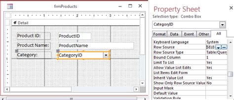 MS Access Bind Combo Box To Primary Key But Display A Description Field
