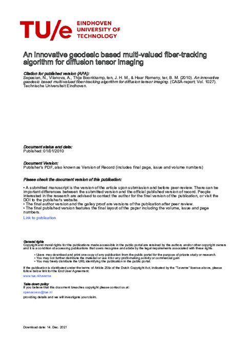 Pdf An Innovative Geodesic Based Multi Valued Fiber Tracking Algorithm For Diffusion Tensor