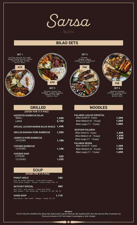 Sarsa Kitchen Bar U P Town Center Menu Clickthecity Food And Drink