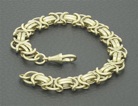 9ct Yellow Gold Byzantine Bracelet 75 10mm Britannia Jewellery
