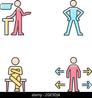 Verbal And Nonverbal Communication RGB Color Icons Set Stock Vector