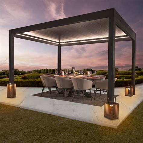 Maze Solis 3m X 4m Aluminium Garden Pergola With Led Lights