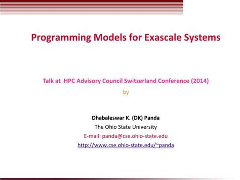 Pdf Programming Models For Exascale Systemsmvapichcseohio