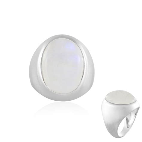 Bague En Argent Pierre De Lune Arc En Ciel Indienne 8473ct