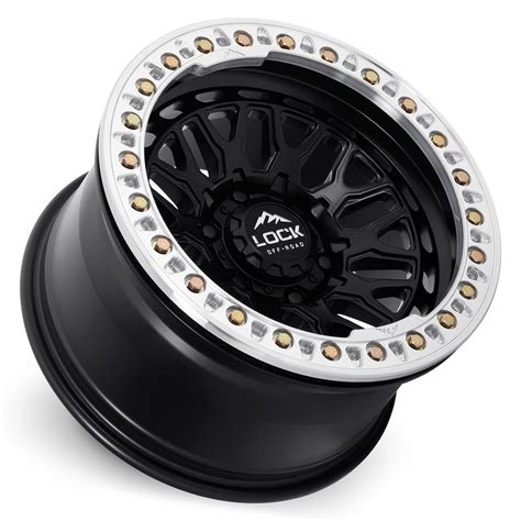 Lock Off Road® Invader Beadlock Wheels Matte Black With Machined Ring