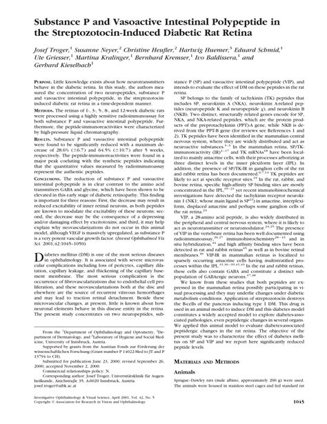 Pdf Substance P And Vasoactive Intestinal Polypeptide In The