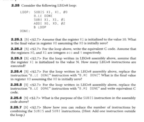 Solved 225 Consider The Following Legv8 Loop Loop Subis