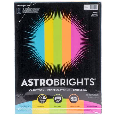 Neenah 99904 Astrobrights 8 12 X 11 Bright Assorted 65 Smooth Color