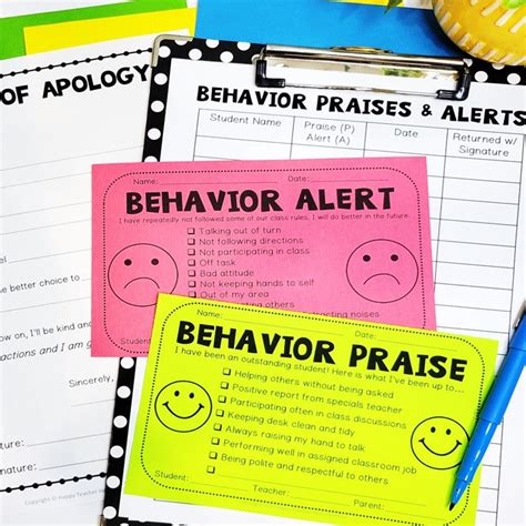 Printable Behavior Alert And Behavior Praise For Behavior Management Behavior Chart Good