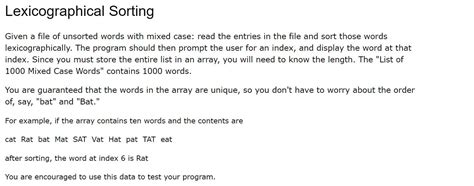 Solved Lexicographical Sorting Given A File Of Unsorted