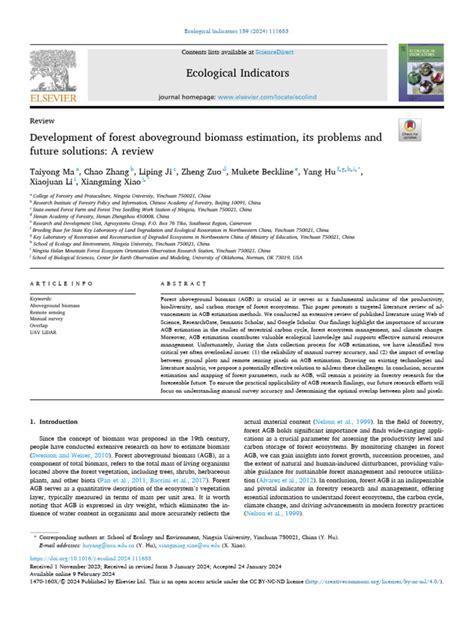 Development Of Forest Aboveground Biomass Estimation Its Problems And