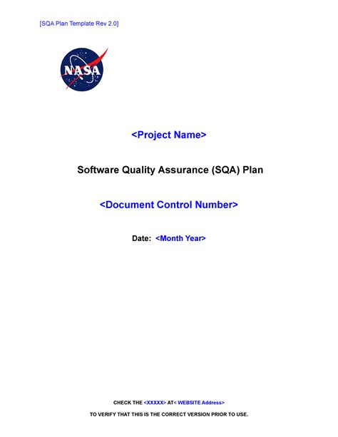 Software Quality Assurance Sqa Plan Sqa Plan Template Rev 2