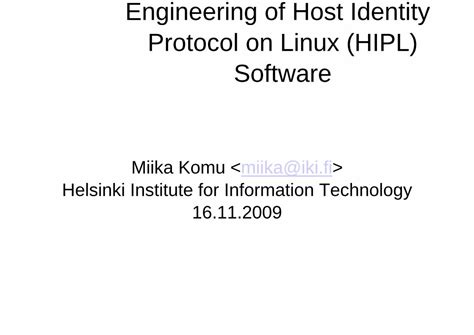 Pdf Engineering Of Host Identity Protocol On Linux Hipl Traversal