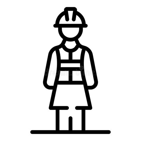 Work Person Icon Outline Vector Female Engineer Stock Vector