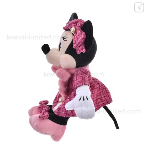 Japan Disney Store Plush Toy Minnie Tweed Style Pearl Bead Kawaii