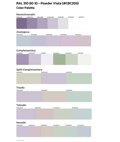Ral 310 80 10 Powder Viola Color Palettes