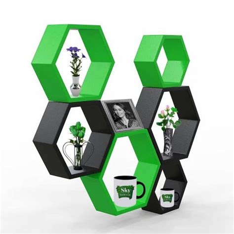 Glossy Mdf Wooden Hexanal Wall Shelf 6 Shelves At ₹ 999piece In