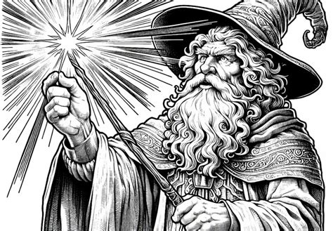 Desenho Para Colorir De Mago Detalhado E Grátis