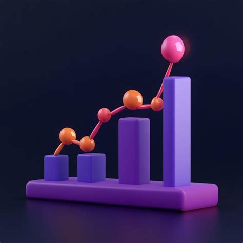3d Chart Icon Tracking Progress Over Time Illustration Logo Premium