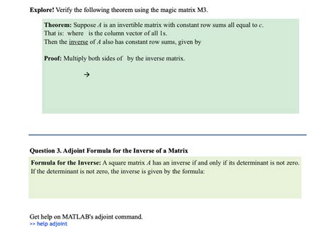 Solved Question Matlab Has A Command That Gives Magic Chegg