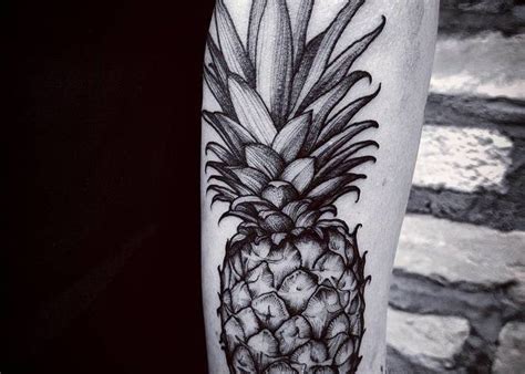 Black And White Pineapple Tattoo