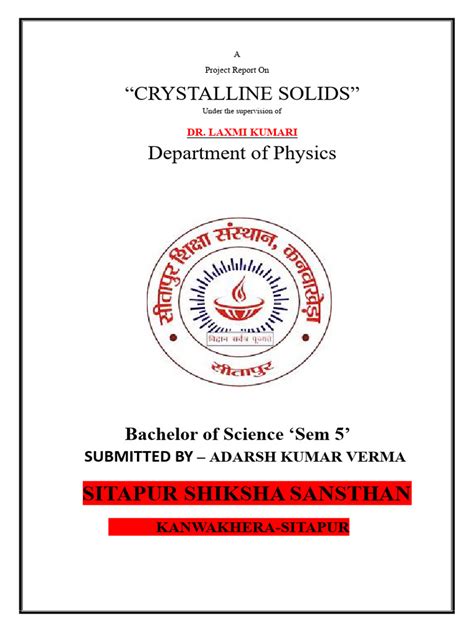 Adarsh Solid Uploaded Pdf Crystal Structure Epitaxy