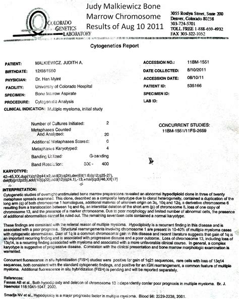 Jms Adventure With Multiple Myeloma Bone Marrow Biopsy Of August 10