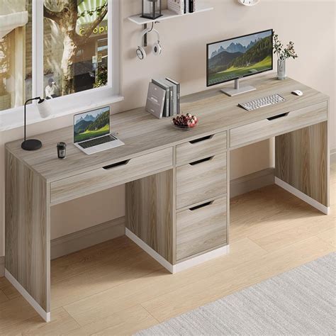Latitude Run® 78 Inch Two Person Desk With Drawers Double Computer
