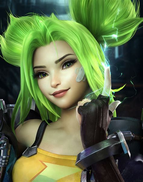 7bpictures Zeri League Of Legends League Of Legends Highres 1girl 3d Bandaid Bandaid On