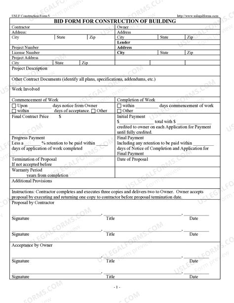 Construction Bid Proposal Example With Example Us Legal Forms