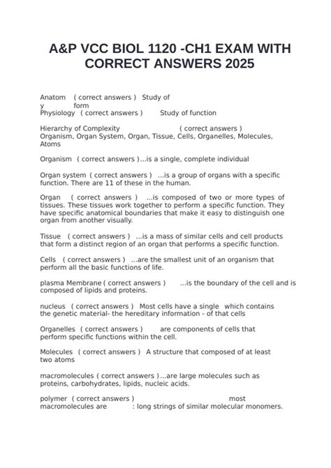 Aandp Vcc Biol 1120 Ch1 Exam With Correct Answers 2025 Aandp Vcc Biol 1120 Ch1 Exa Stuvia Us