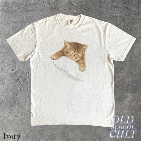 Sleeping Kitten Graphic T Shirt Vintage Cat Lover Tee Comfort Colors