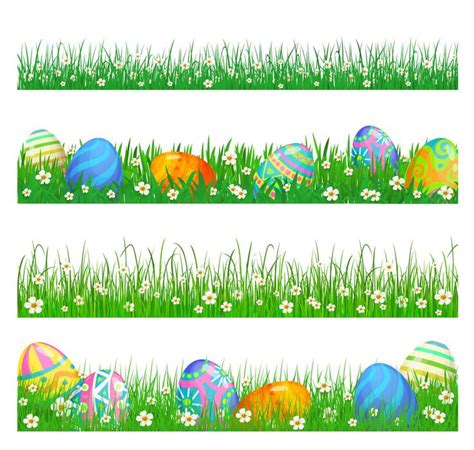 Easter Eggs In Grass Vector Art Icons And Graphics For Free Download