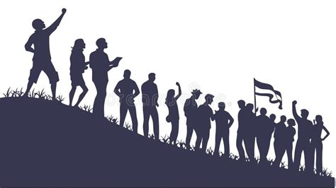 Crowd People Flags Protest Social Movement Vector Design Illustration