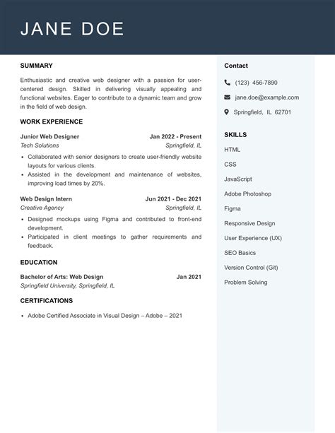 Web Designer Resume Examples My Resume Star