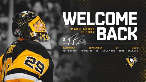 Penguins Sign Goaltender Marc Andre Fleury To A Professional Tryout Contract Pittsburgh Penguins