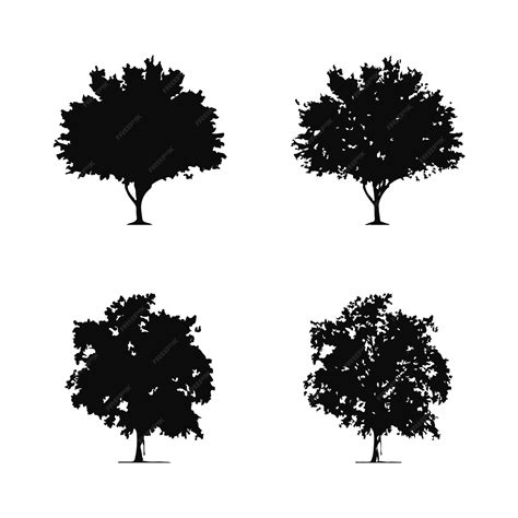 Premium Vector Tree Silhouette Isolated On White Background Vector