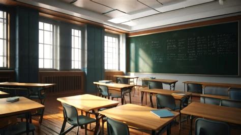 Premium Photo An Empty Classroom 3d Render Realistic Interior With