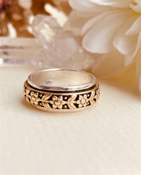 Gold Spinner Ring For Women Gold Fidget Spinner Ring Sterling Silver