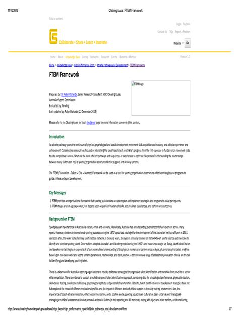 Clearinghouse Ftem Framework Pdf