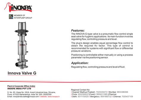 Inoxpa India The Innova G Type Valve Is A Pneumatic Flow Control