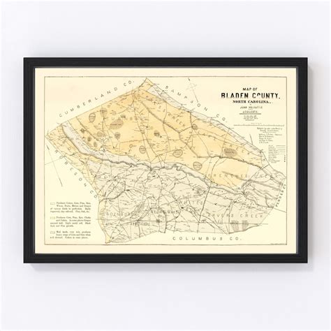 Bladen County Map 1885 Vintage Bladen County Map Old Bladen County
