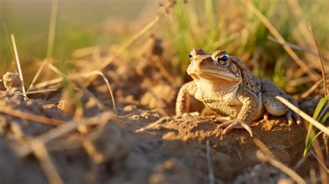 Premium Ai Image A Toad Sitting On The Ground In The Grass